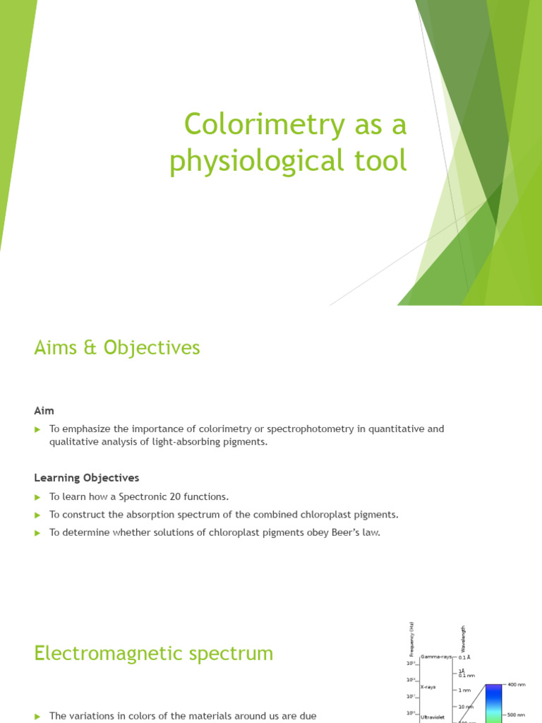 Colorimetry As A Physiological Tool | PDF | Absorbance | Spectrophotometry