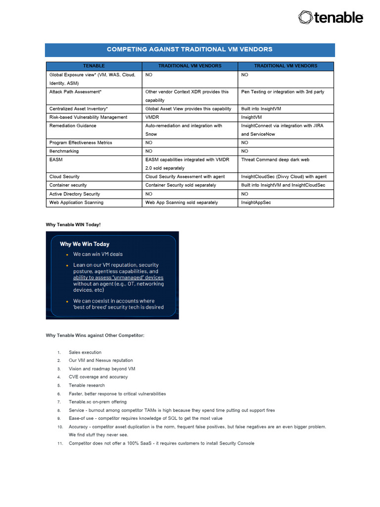 Tenable Competing Against Traditional VM Vendors | PDF | Vulnerability (Computing) | Cloud Computing