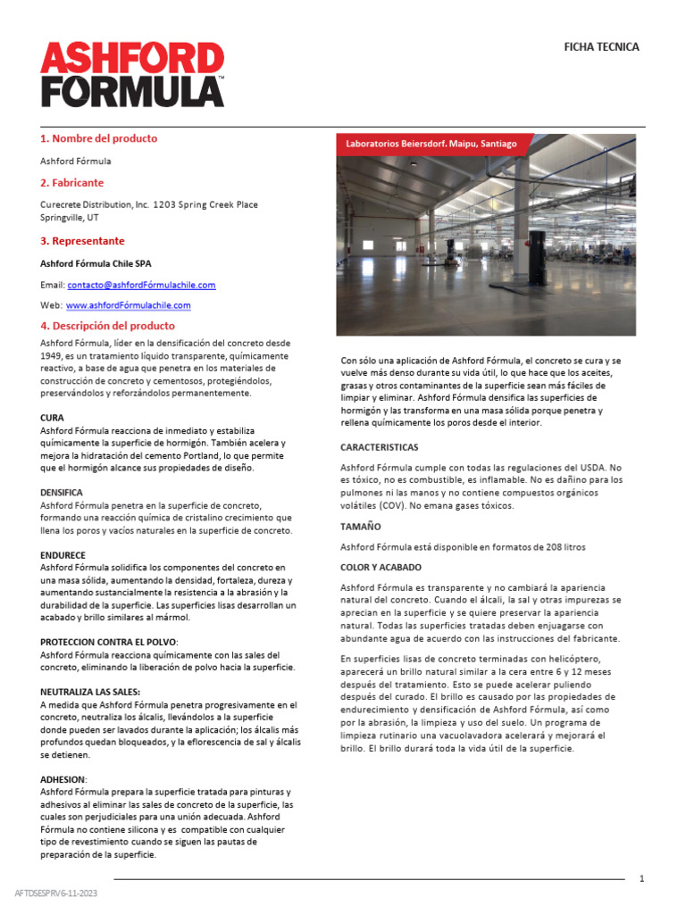 Ashford Fórmula: Densificación y Protección del Concreto | PDF | Hormigón | Agua