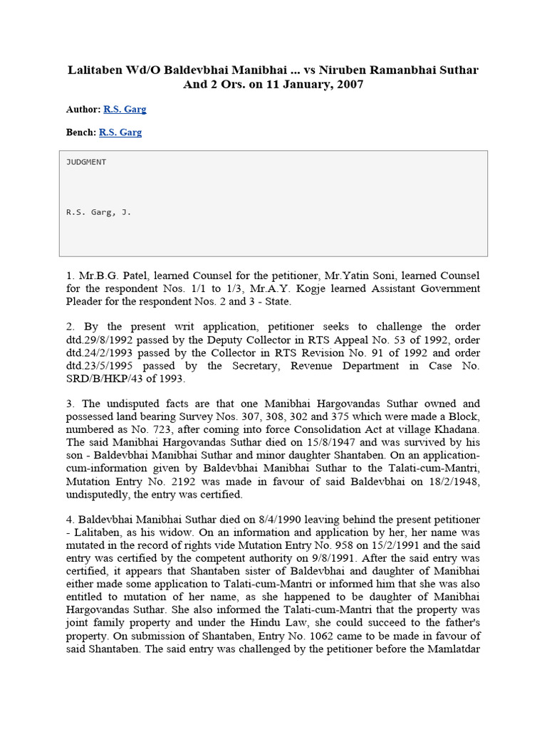 Lalitaben WD | PDF | Private Law | Common Law