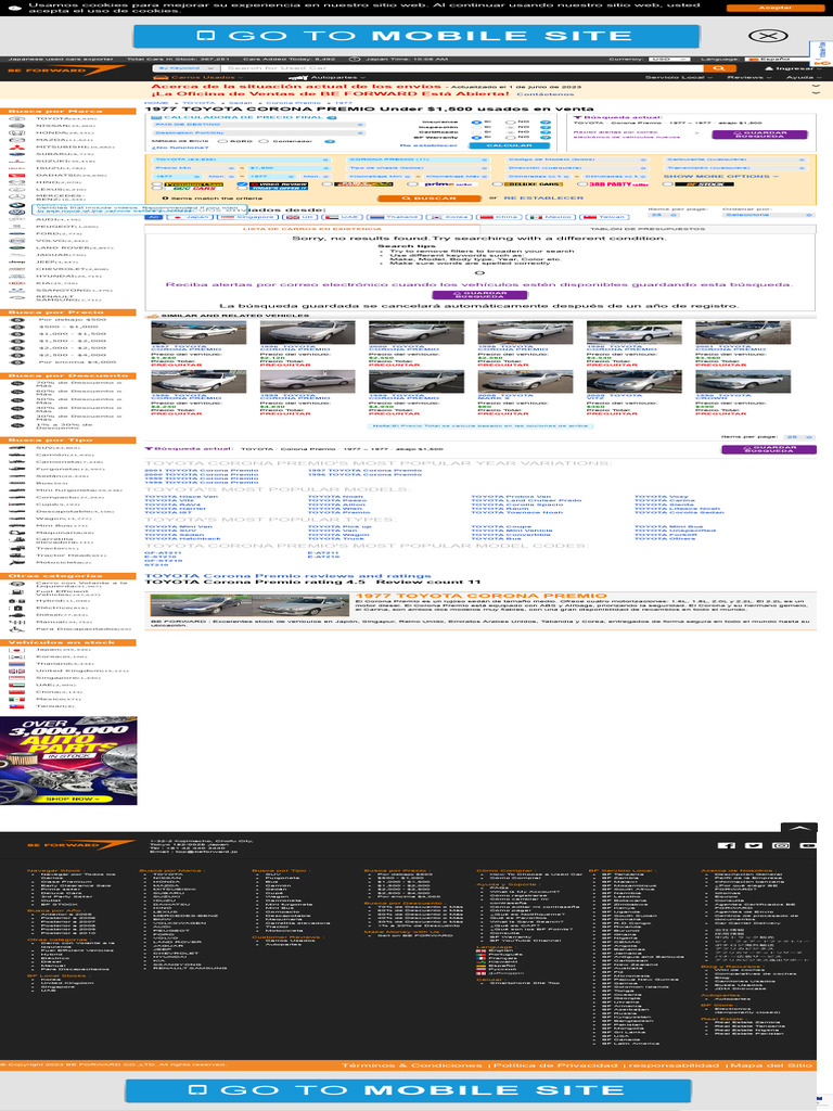 1977 TOYOTA CORONA PREMIO Under $1,500 Usados Al Mejor Precio en Venta - BE FORWARD | PDF ...