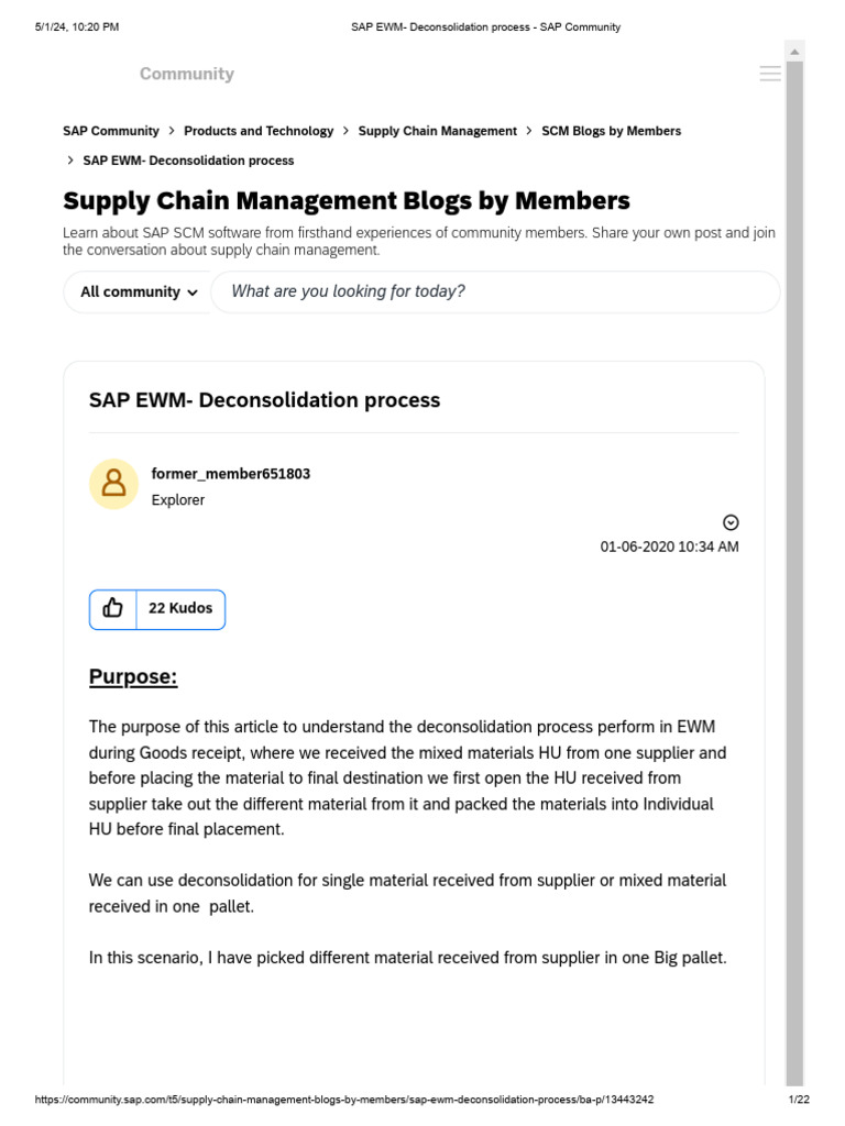 SAP EWM - Deconsolidation Process - SAP Community | PDF | Supply Chain ...