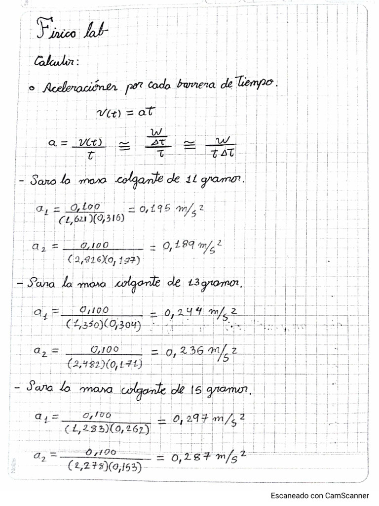 Cálculos de Práctica 2DA LEY DE NEWTON | PDF
