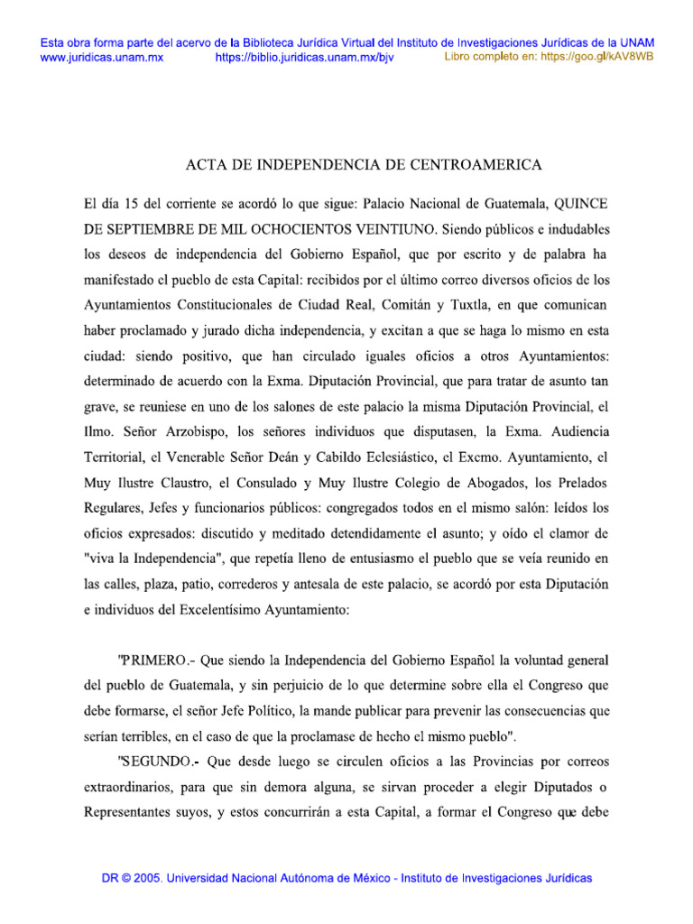 Acta de Independencia 1821 | PDF