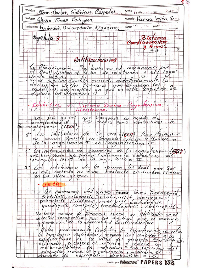 Resumensistema Cardiovascular (Farmaco) Libro Isaza | PDF
