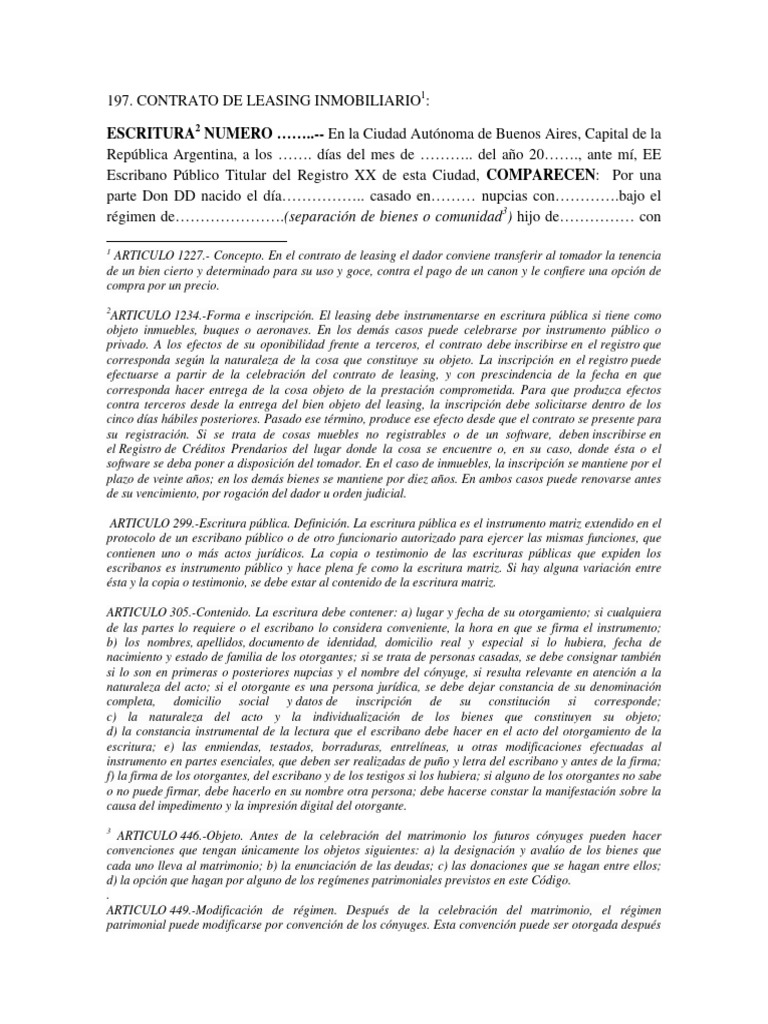 A - Contrato de Leasing Inmobiliario Art 1227 | PDF | Ley común