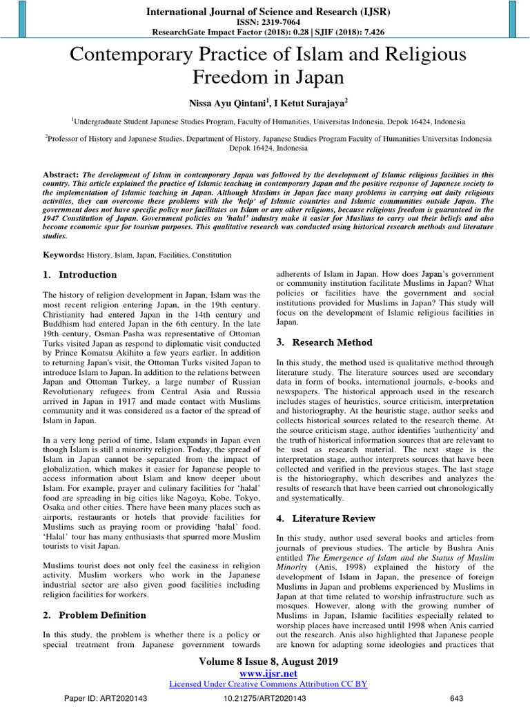 Contemporary Practice of Islam in Japan | PDF | Japan | Mosque