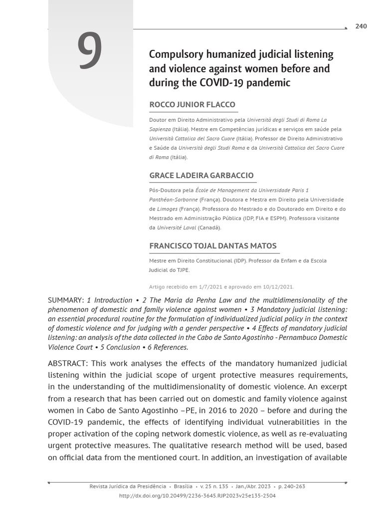 Revista, 9-Compulsory Humanized Judicial Listening and Violence Against ... Revista, 9-Compulsory Humanized Judicial Listening and Violence Against ...