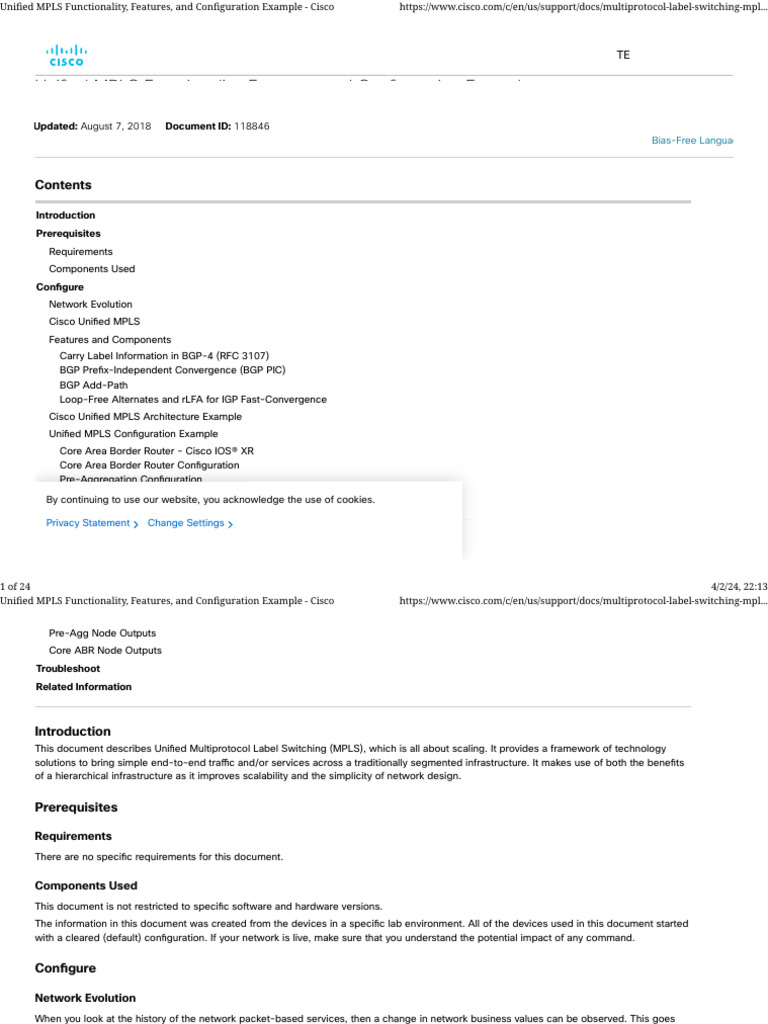 Unified MPLS Functionality, Features, and Configuration Example - Cisco | PDF | Networking ...