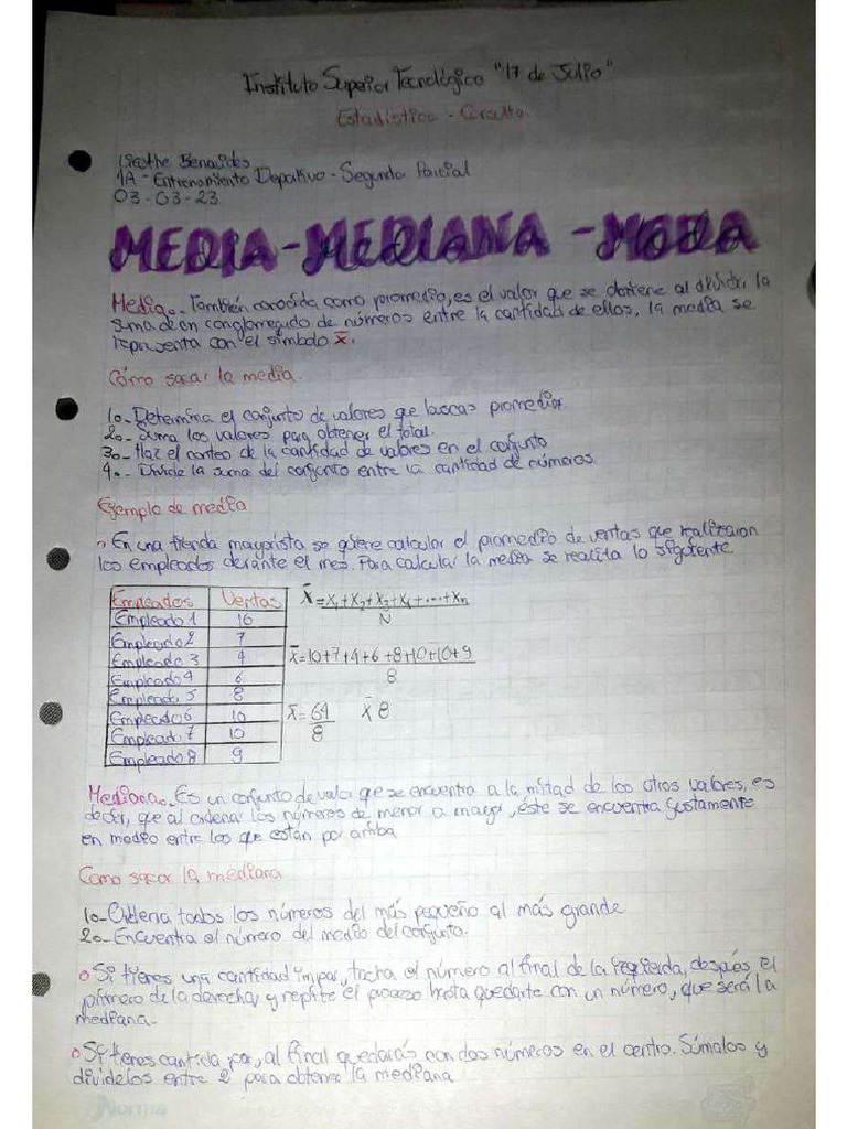 Las Fórmulas de La Media, Mediana y Moda | PDF