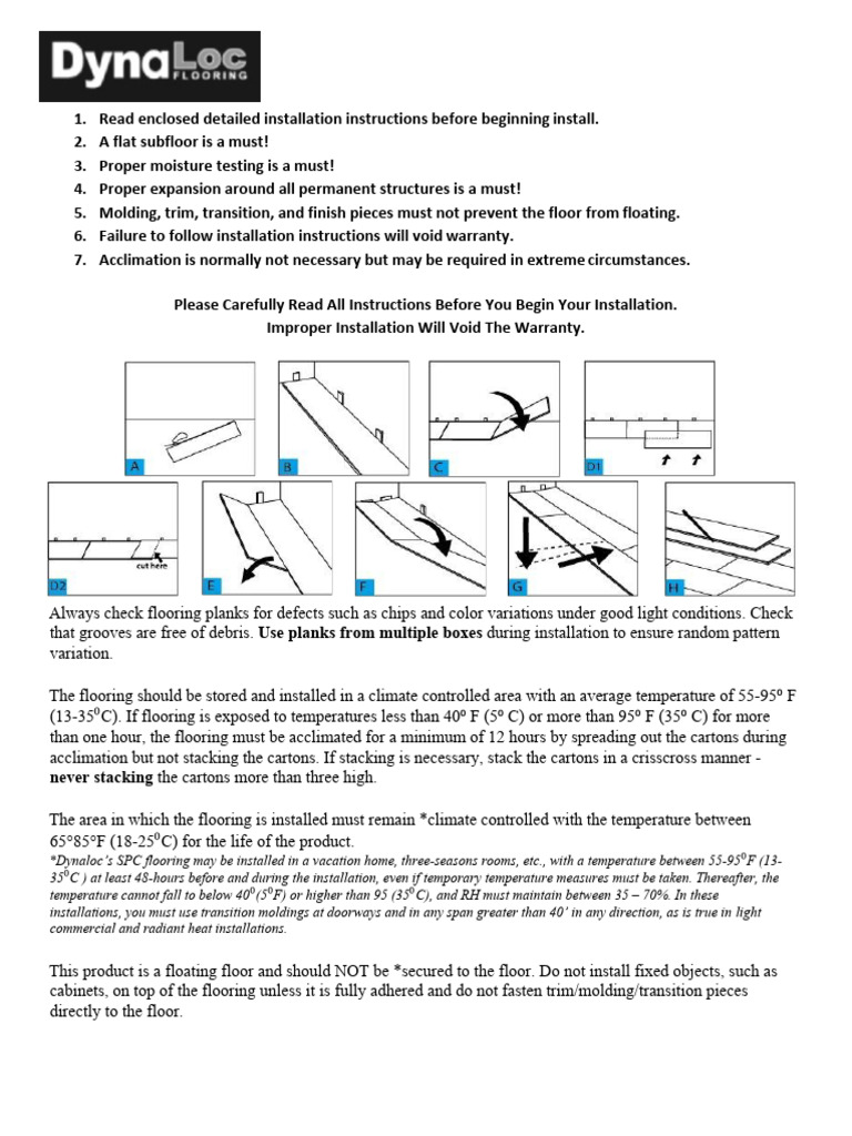 SPC Installation Method | PDF | Flooring | Concrete