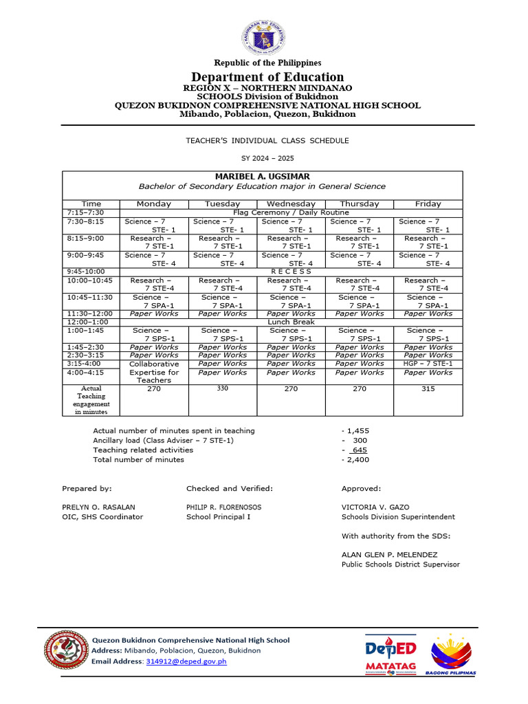 Updated Class Sched | PDF