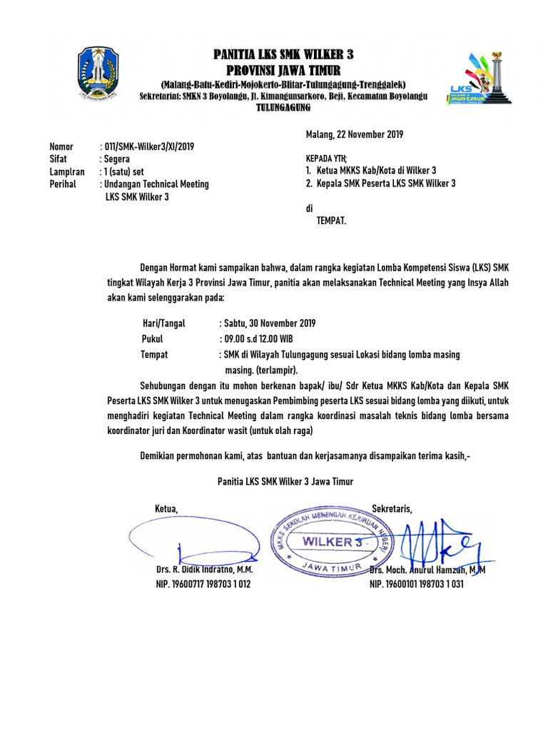 Undangan TM Peserta LKS | PDF
