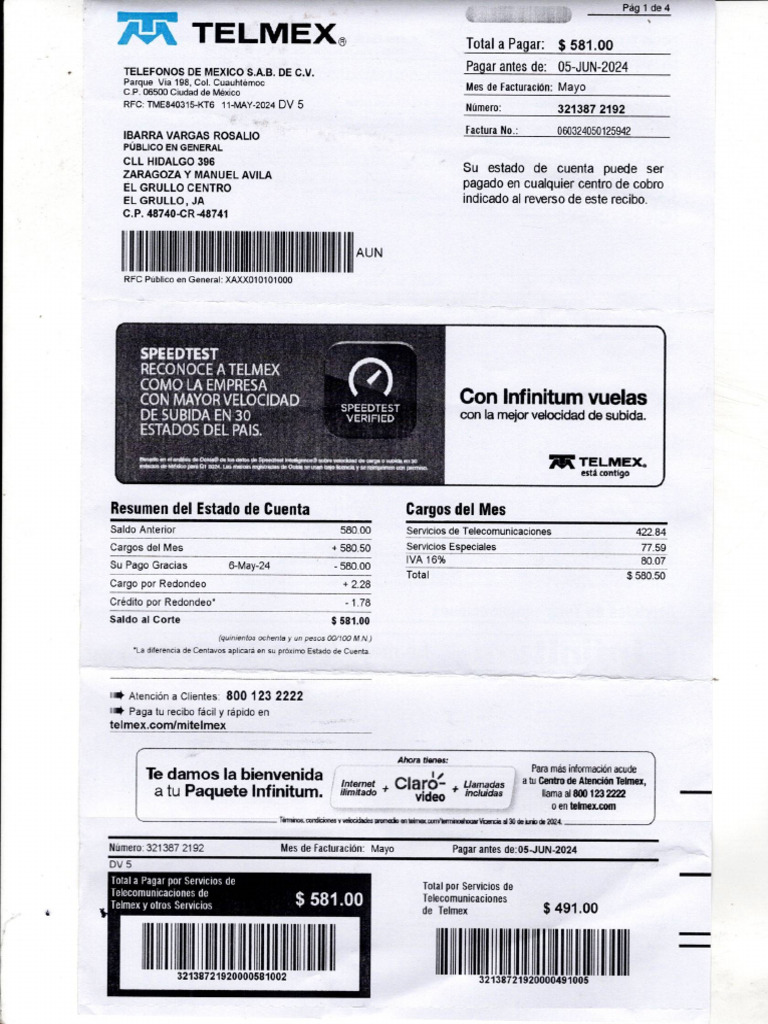 Recibo de Internet | PDF