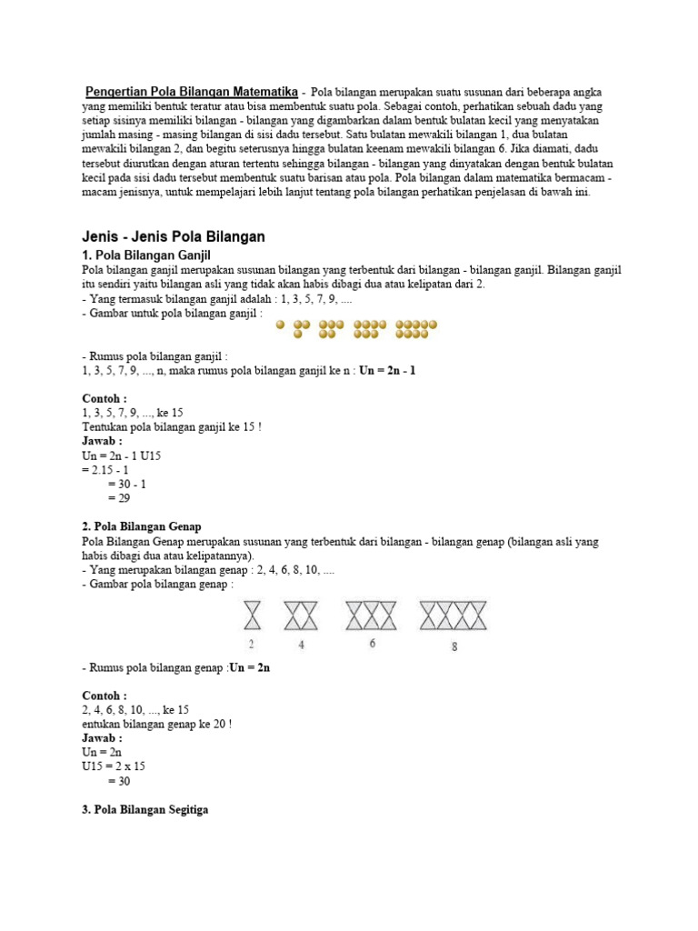 Rangkuman Materi Pola Bilangan | PDF