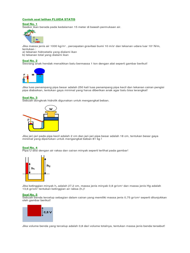 Latihan Soal Fluida Statis | PDF | Sains & Matematika