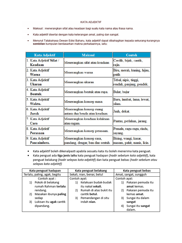 Nota Kata Adjektif | PDF