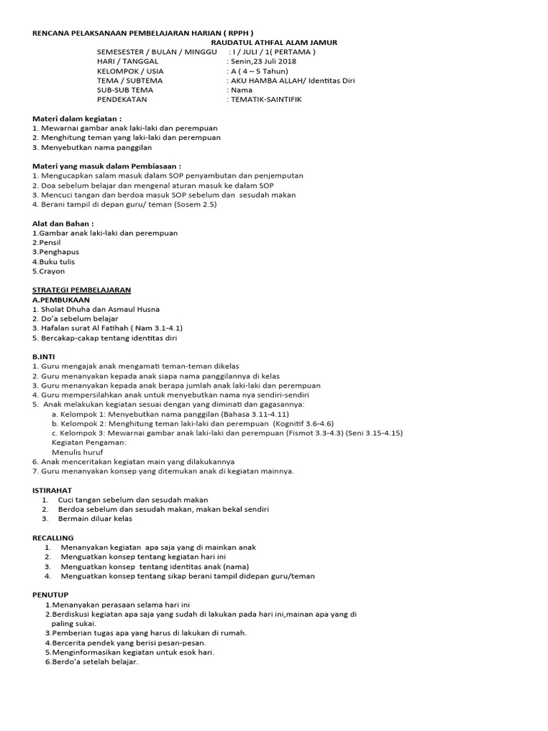 RPPH Identitas Diri | PDF | Kesehatan Holistik