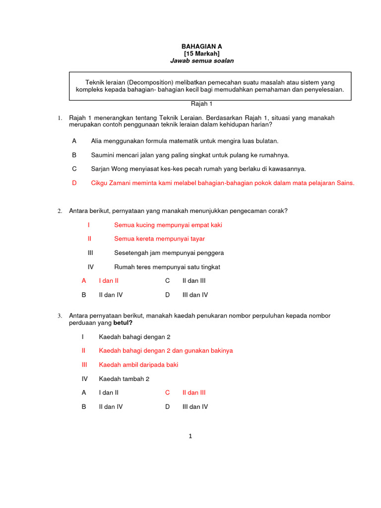 JAWAPAN PAT ASK T1 2021 | PDF