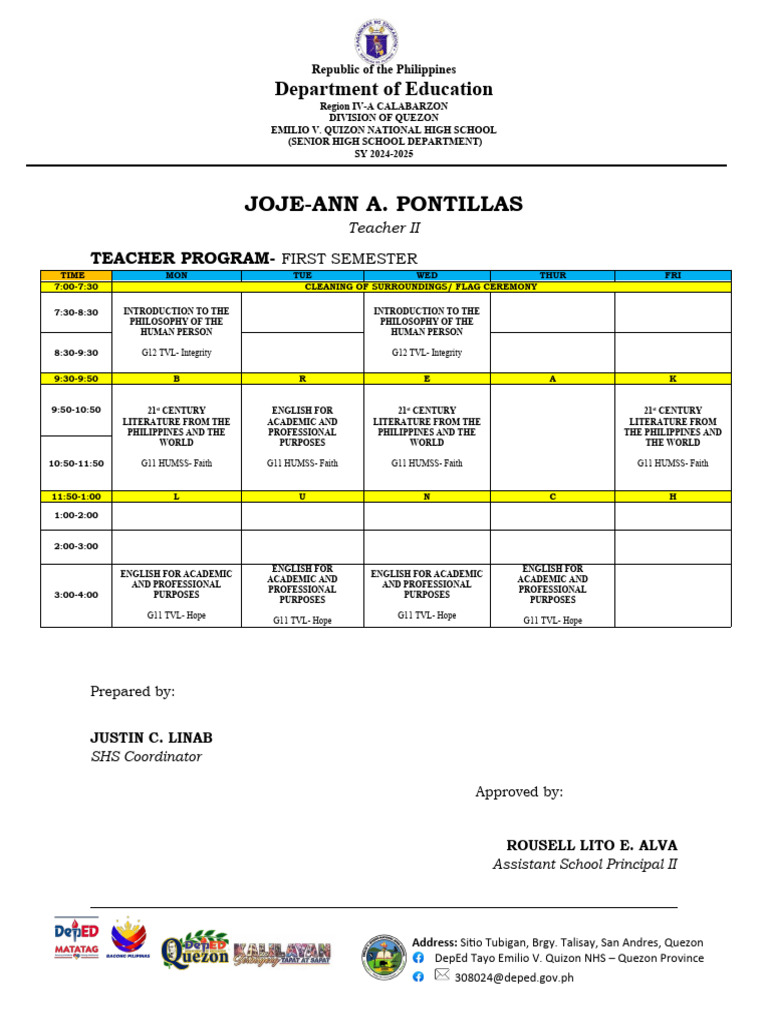 SHS Teachers Program Sy 2024-2025-1 | PDF | Philippines