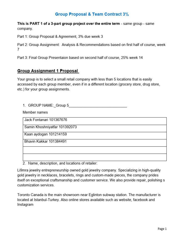 2037 Group Proposal & Contract Part 1 | PDF | Leadership | Communication