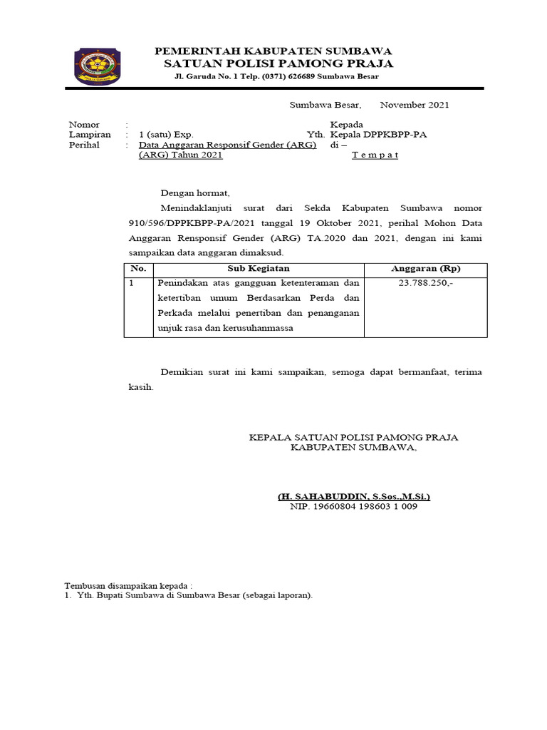 Surat Ke Pem Usulan Nama Kabid SPM | PDF