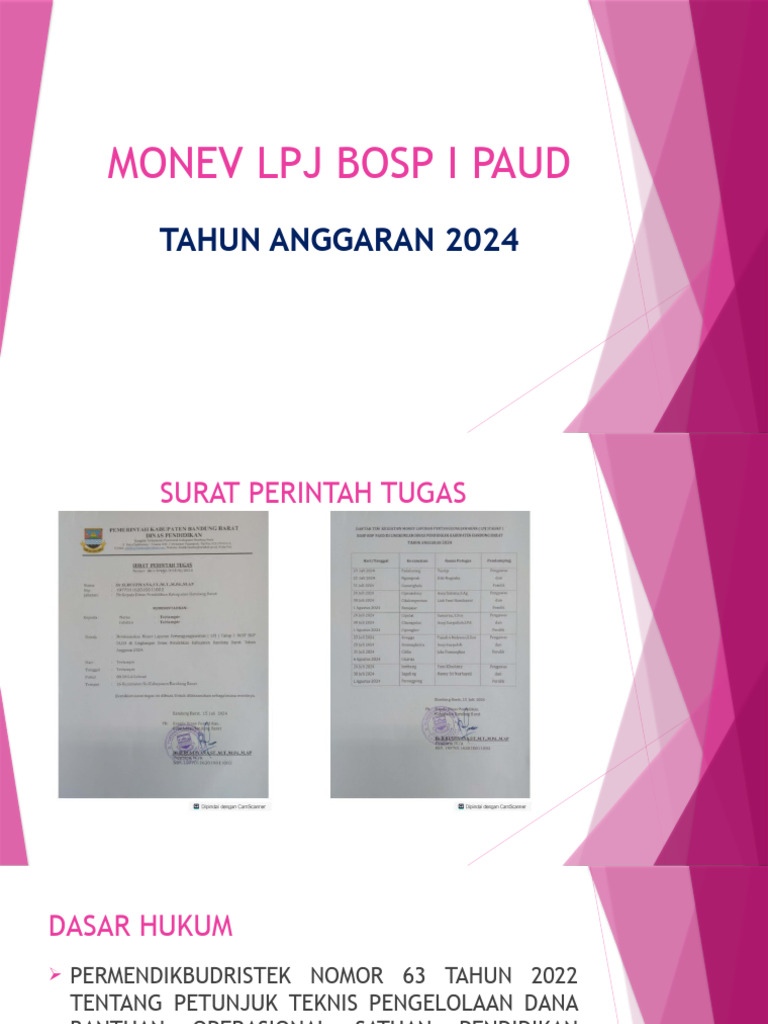 Monev LPJ Bosp I Paud 2024 | PDF