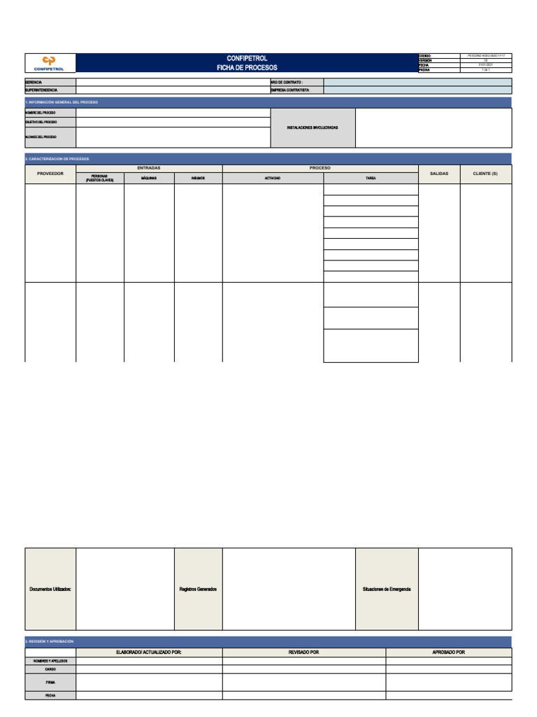 PE102296Z HSEQ S&SO1 F 17 Ficha de Procesos | PDF