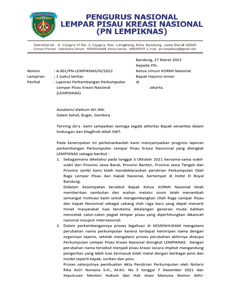Laporan Perkembangan LEMPIKNAS 2022 | PDF
