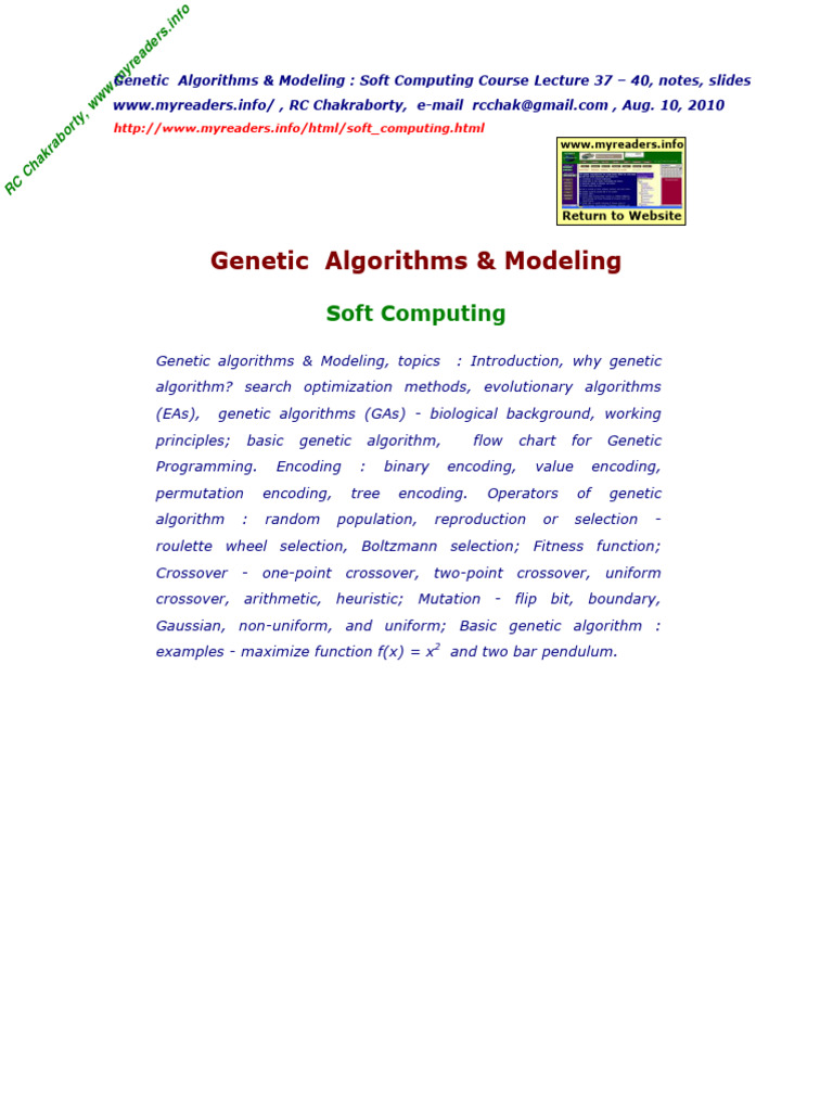 08 Fundamentals of Genetic Algorithms (Full Permission) | PDF | Genetic Algorithm | Mathematical ...