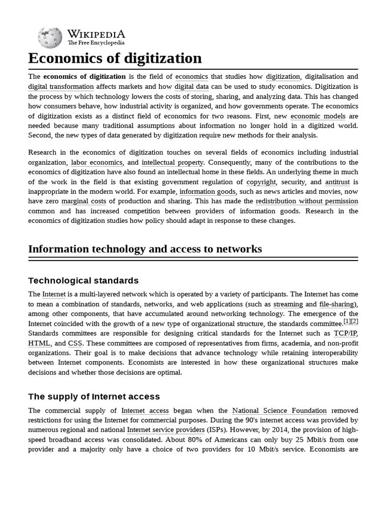 Economics of Digitization | PDF | Economies