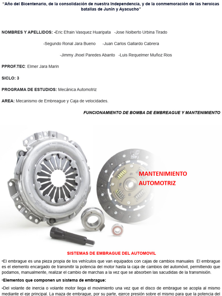 Actividad #1 | PDF | Embrague | Vehículos