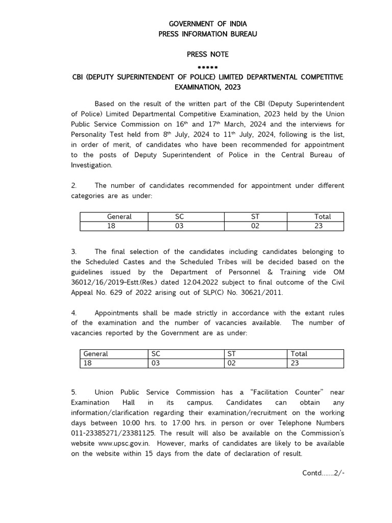FR CBI DSP LDCE 2023 Engl 190724 | PDF | Law Enforcement | Crime & Violence