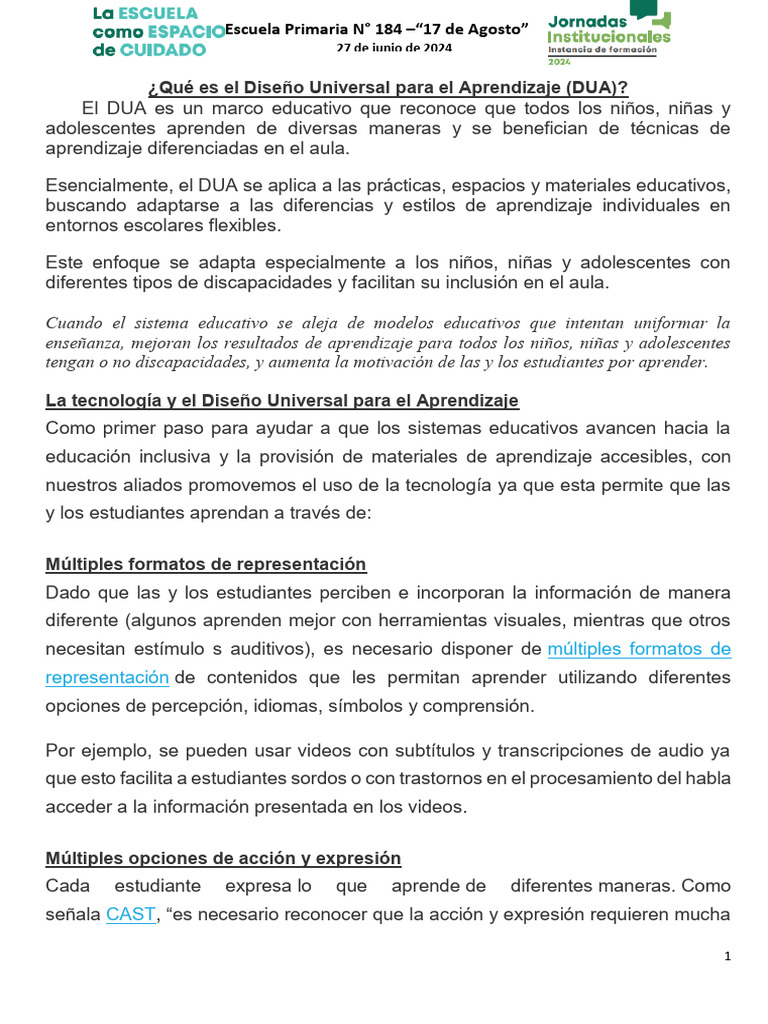 Diseño Universal para el Aprendizaje DUA | PDF | Aprendizaje | Invalidez