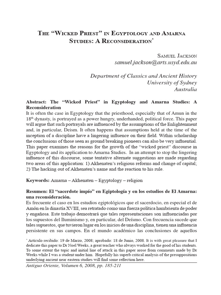 Wicked Priest Egyptology - Amarna | PDF | Akhenaten | Monotheism