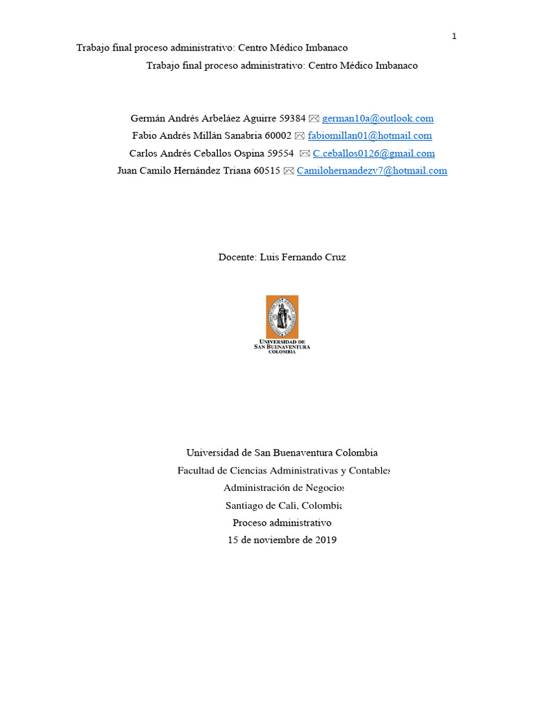 Proceso Administrativo en CMI | PDF | Hospital | Sustentabilidad