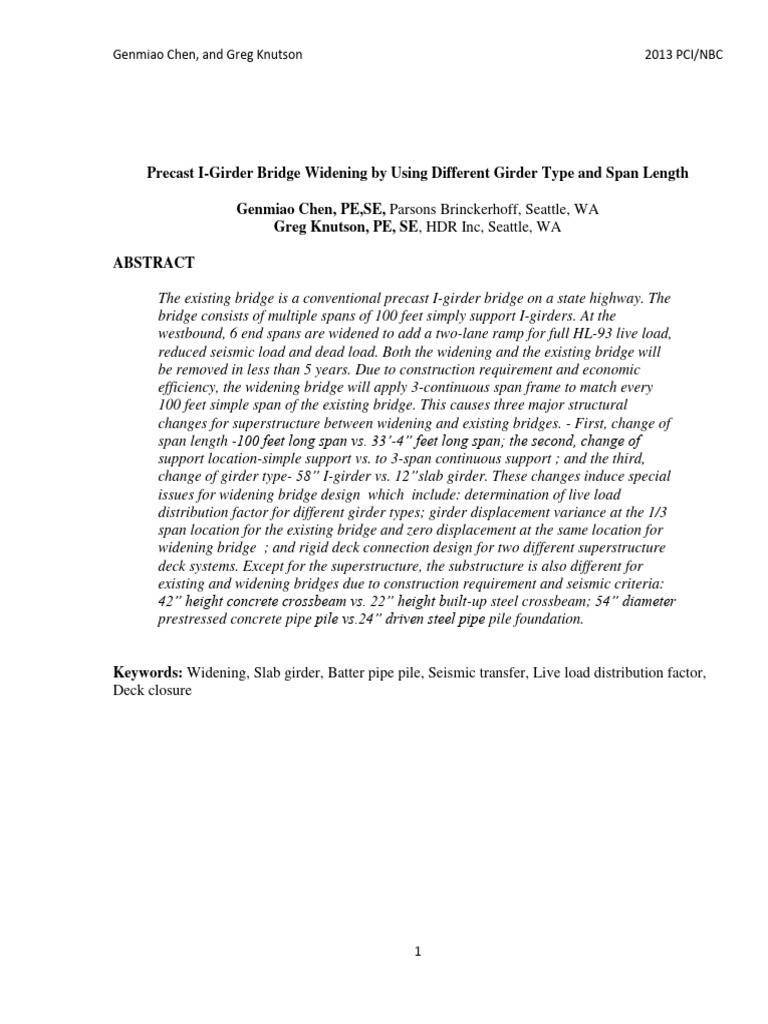 Precast I Girder Bridge Widening by Using Different Girder Type and ...