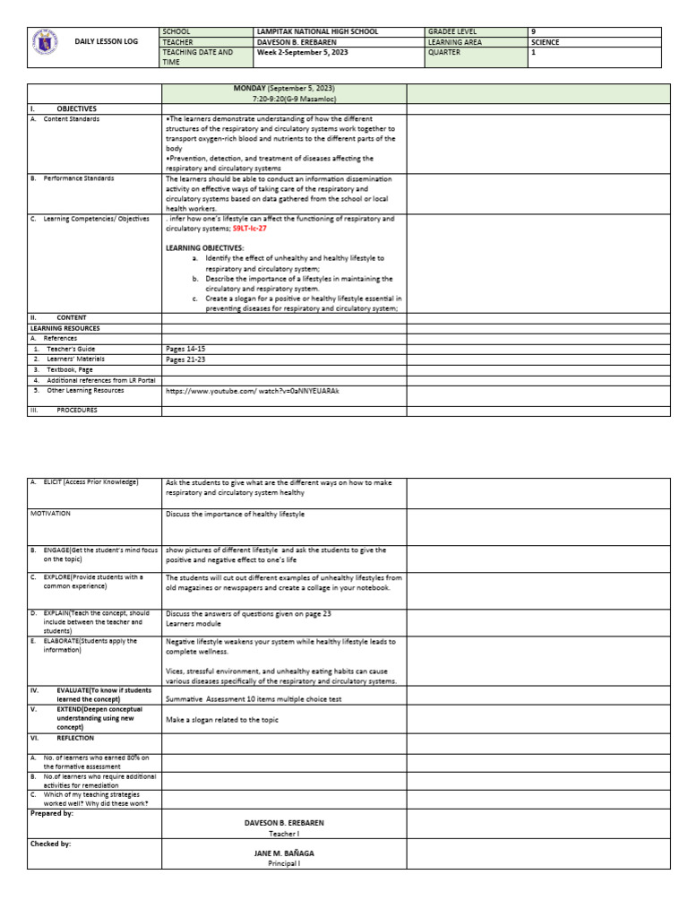 Daily Lesson Log Week 4 | PDF | Educational Assessment | Learning