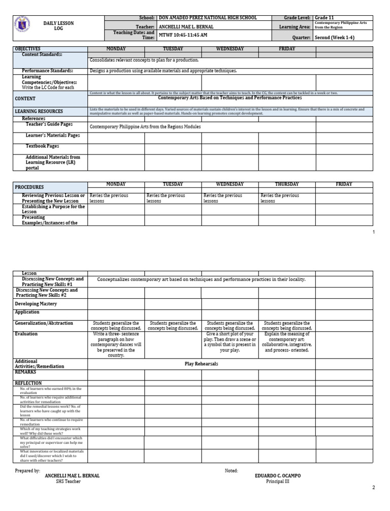 DLL Cpar Q2 | PDF | Learning | Teachers