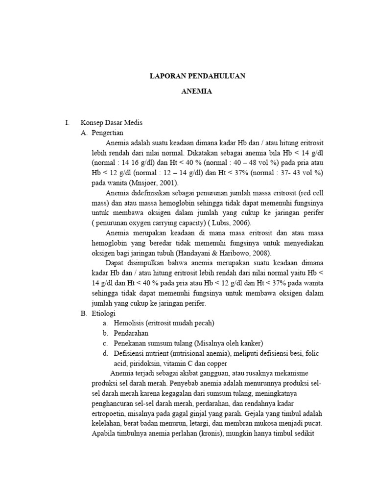 Laporan Anemia pada Anak: Konsep dan Etiologi | PDF