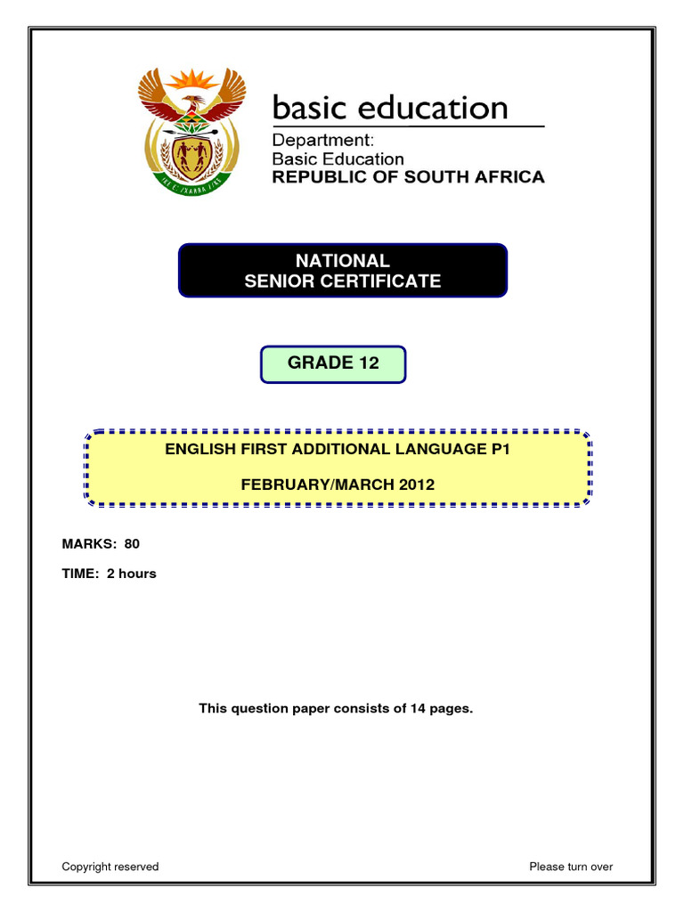 Graad 12: National Senior Certificate | PDF | Body Language | Nonverbal ...