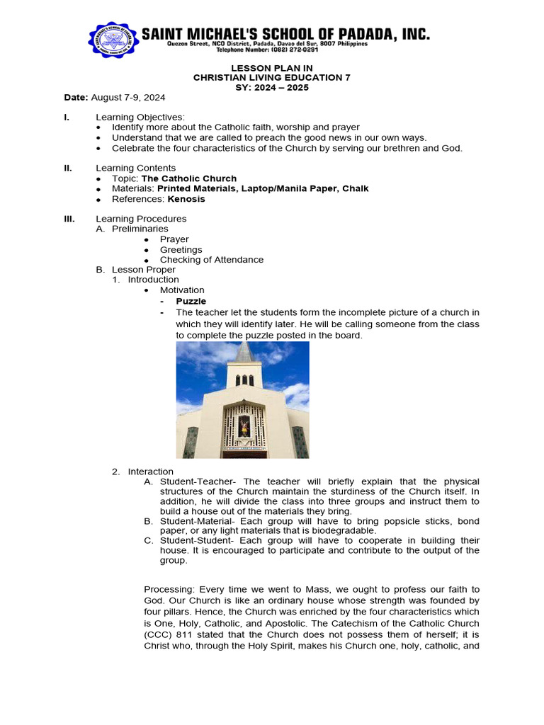 Grade 7 - Lesson 2 (Catholic Church) | PDF | Catholic Church | Jesus