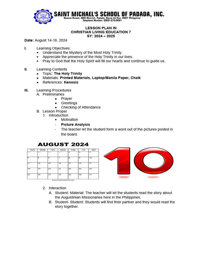 Grade 7 - Lesson 3 (Holy Trinity) | PDF