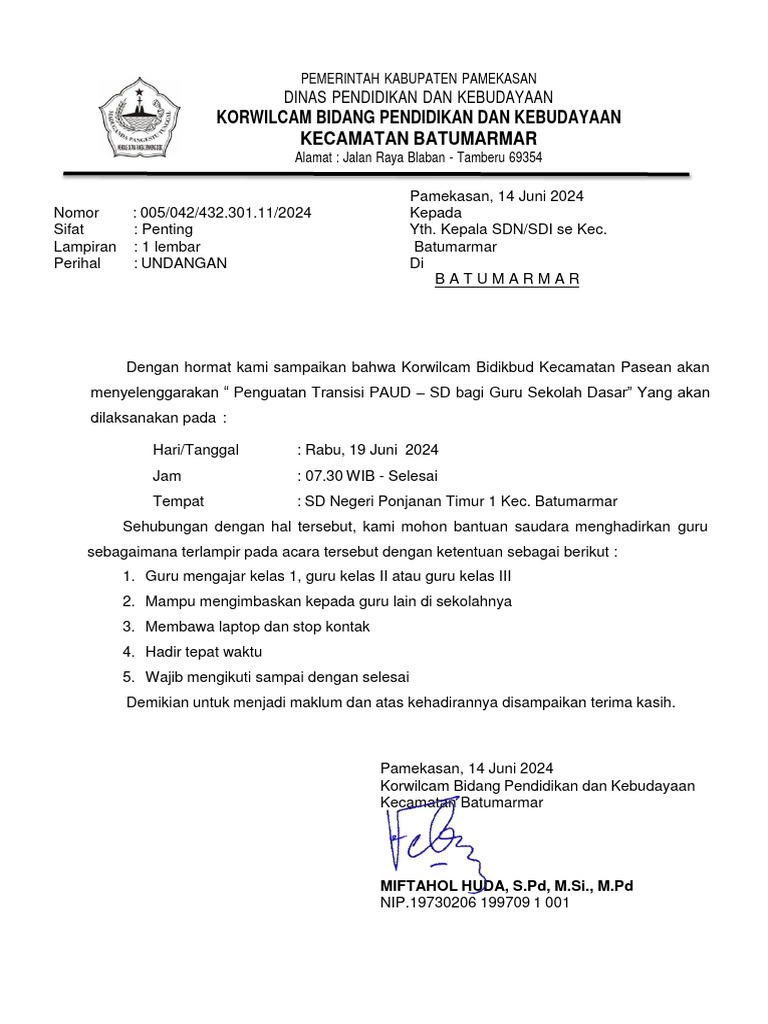 Und - Transisi PAUD-SD - 20240619 Rev | PDF