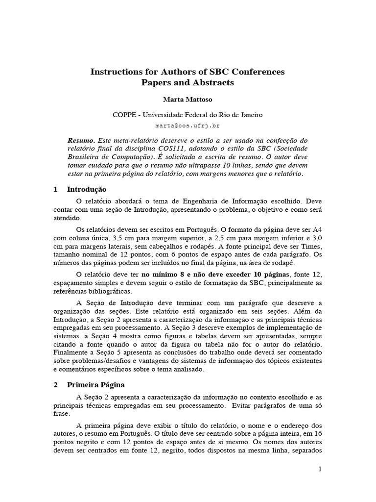 SBC - Template ModeloSecoes ECI | PDF | Engenharia | Informática