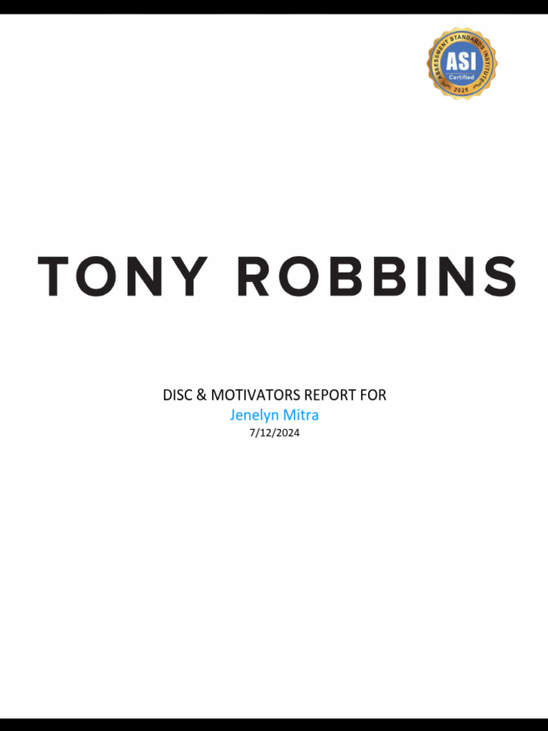 Mitra Jenelyn DISC and Motivators | PDF | Disparate Impact | Cronbach's ...