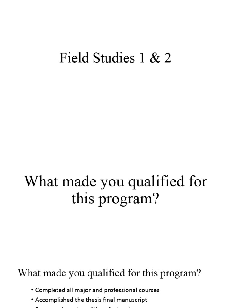 Field Studies 1 & 2 | PDF