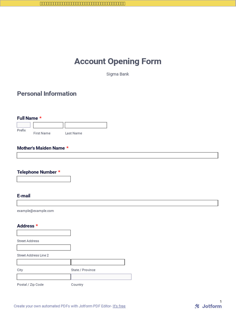 Sigma Account Opening Form | PDF