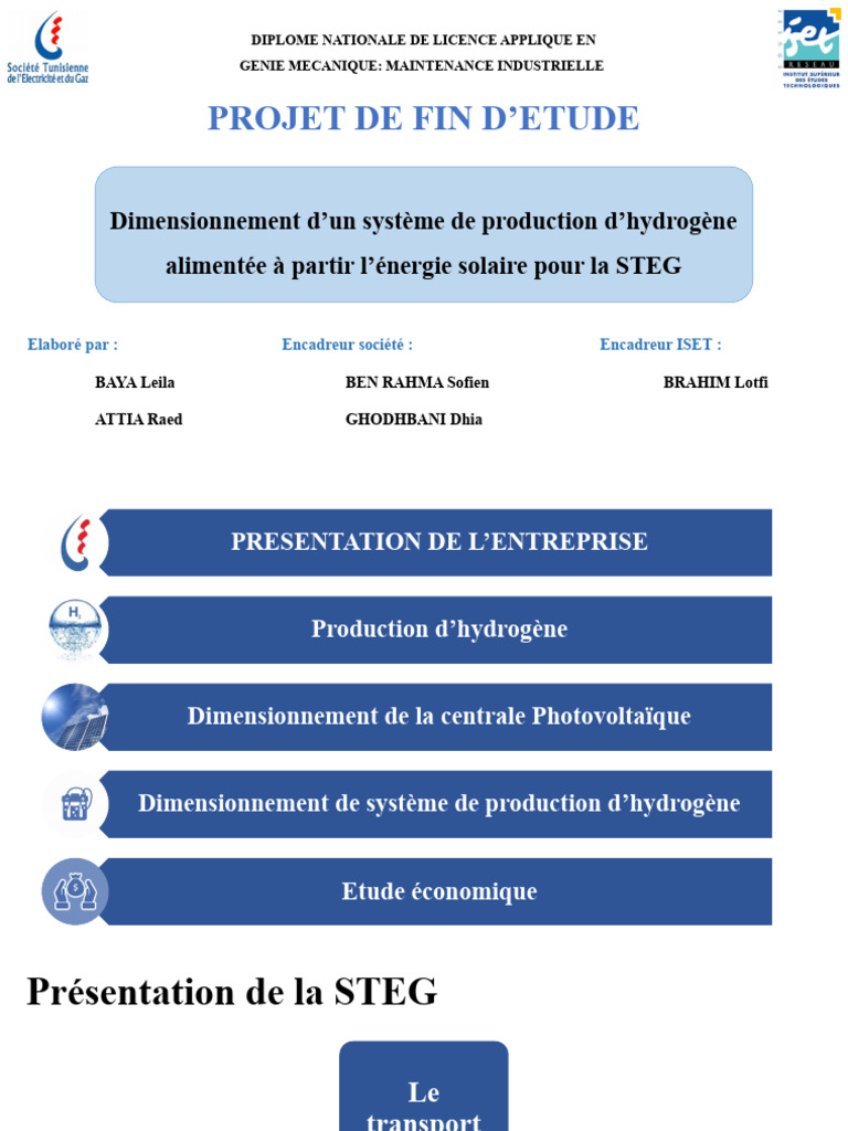 Présentation PFE | PDF | Hydrogène | Économie énergétique