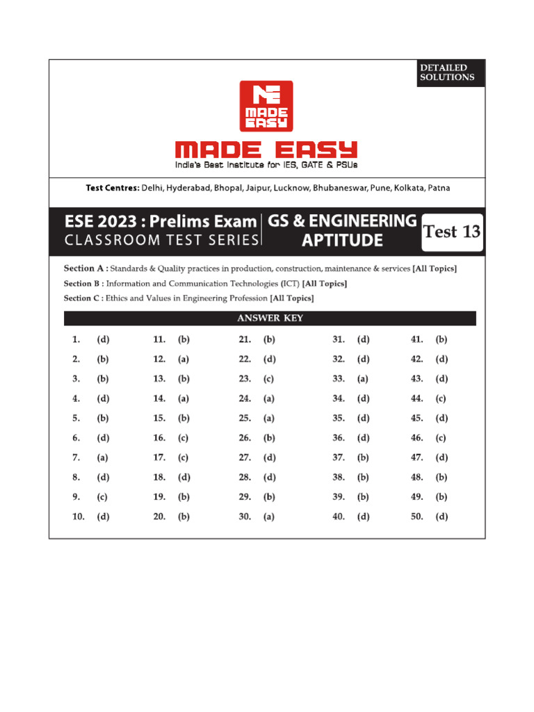 381ufrep Test 13 ESE 2023 Pre Test Series | PDF